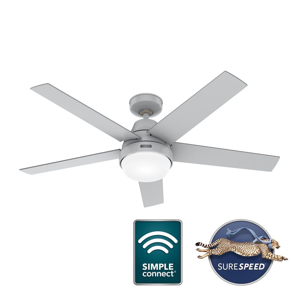 Hunter 52 inch Aerodyne Wi-Fi Dove Grey Ceiling Fan with LED Light Kit ...